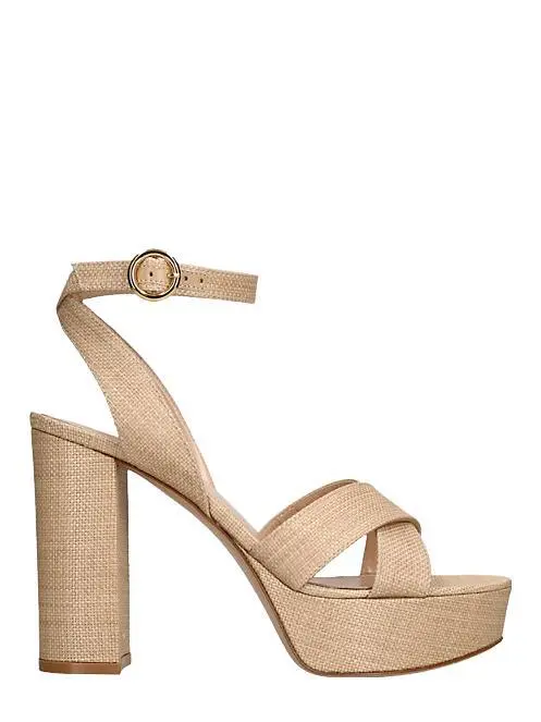 GIANVITO ROSSI Sabrina Heeled Woven Sandals - Beige