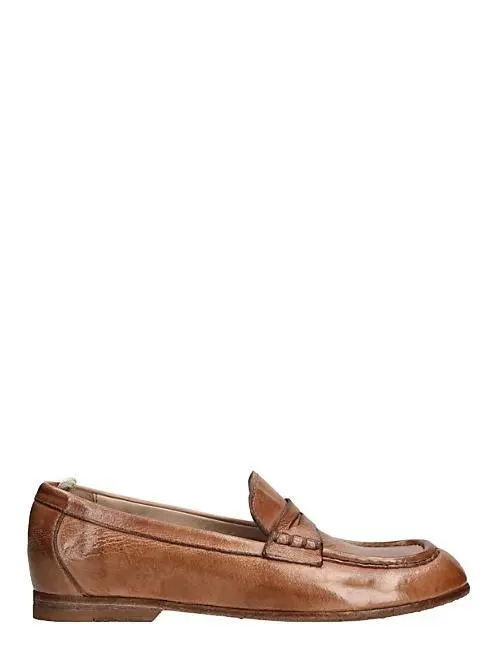Officine Creative Badge Leather Loafers - Tan