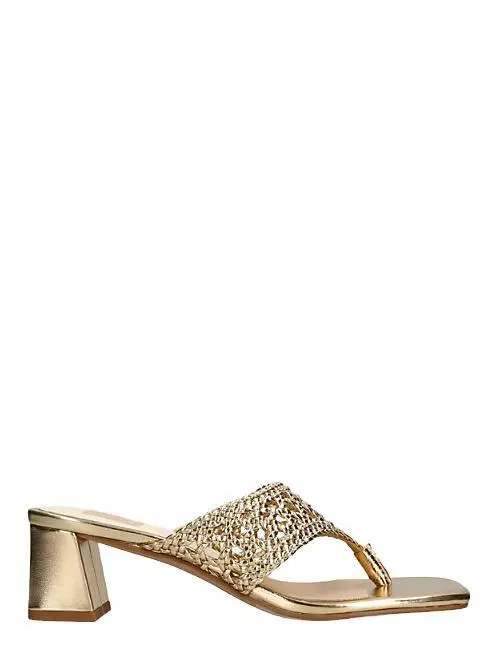 Dolce Vita Barlo Woven Heeled Sandals - Gold