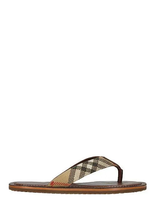 Burberry Pavillon Checked Woven Sandals - Beige Comb
