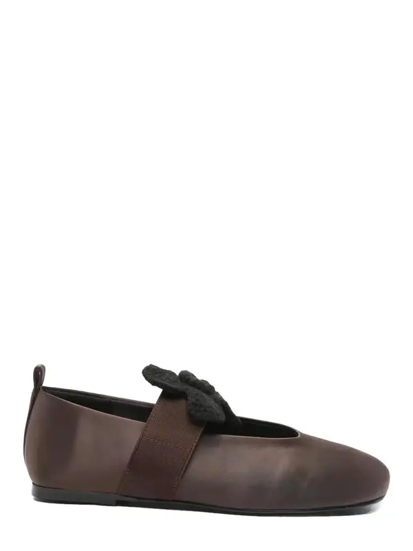 Stine Goya Flower Strap Ballet Flats - Brown