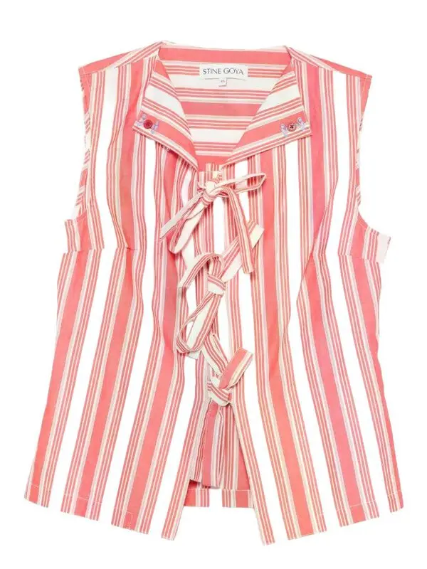 Stine Goya Striped Tie-front Sleeveless Top - Red