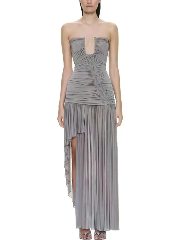Christopher Esber Arced Orion Strapless Asymmetric Dress - Grey