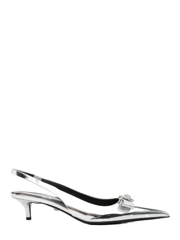 Versace Ribbon Slingback Pumps - Silver