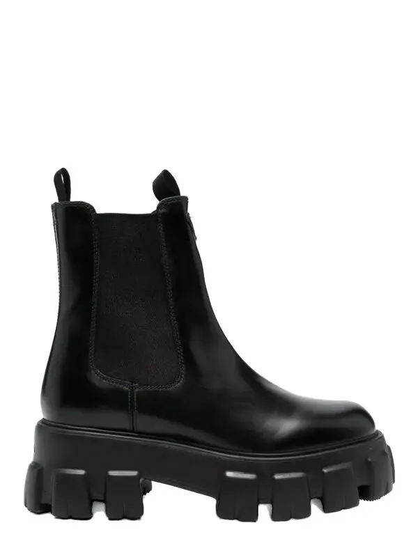 Prada Monolith Leather Chelsea Boots - Black