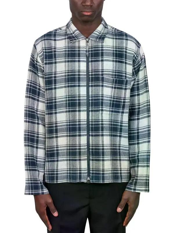 Universal Works Zipped Plaid Shirt - Blue