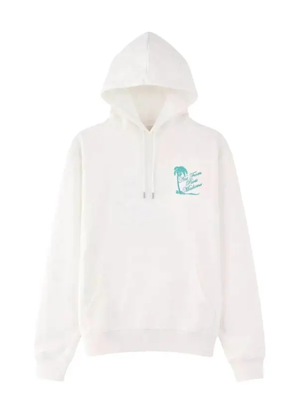 Drole De Monsieur Graphic Drawstring Hoodie - White