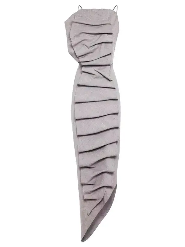 A.W.A.K.E. Mode Draped-detail Asymmetric Midi Dress - Grey