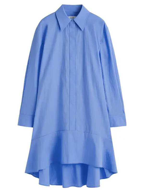 Cos Flared Mini Shirt Dress - Blue