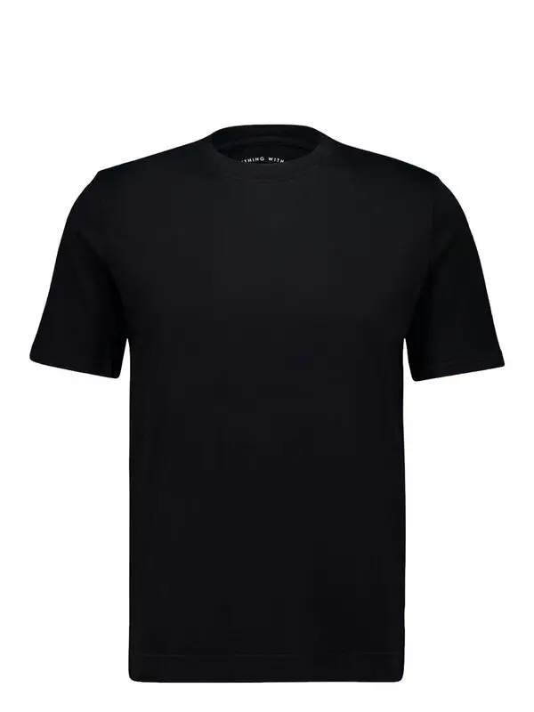 Fedeli Knitted Cotton T-shirt - Black