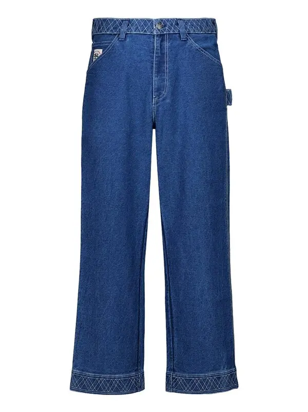 BODE Indigo Embroidered Denim Knolly Brook Trousers - Blue