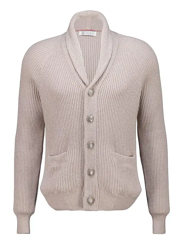 Brunello Cucinelli Cotton Rib Knit Cardigan - Beige