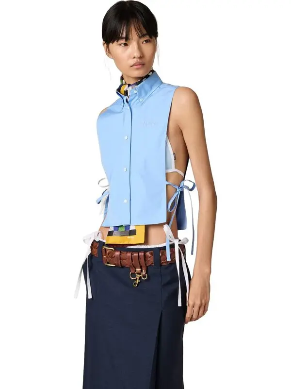 Miu Miu Sleeveless Poplin Shirt - Blue