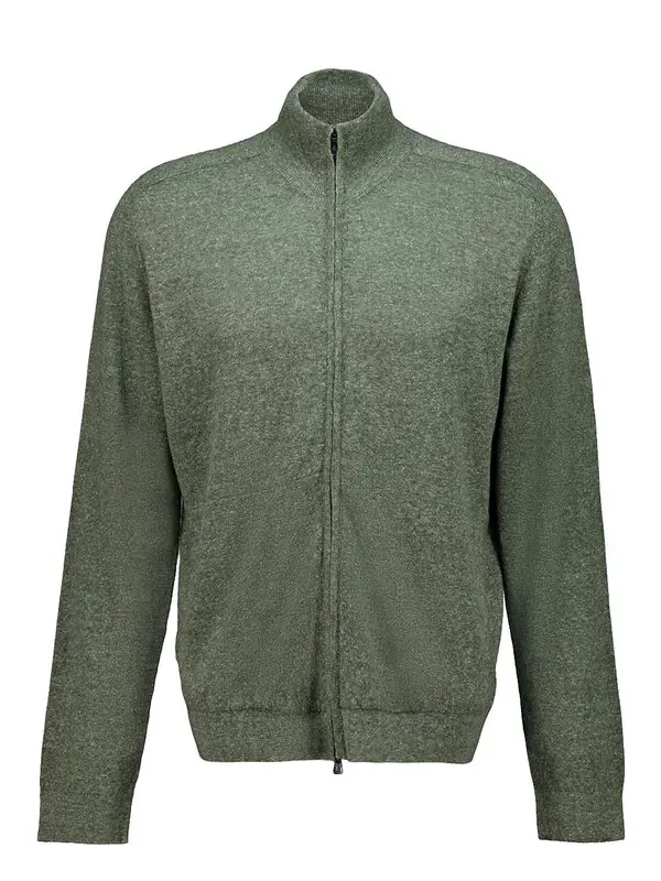 PIACENZA CASHMERE 1733 Cashmere And Linen Zip Sweater - Green