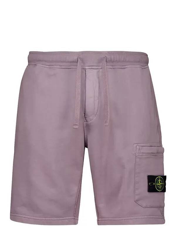 Stone Island Cotton Fleece Jogger Shorts - Purple