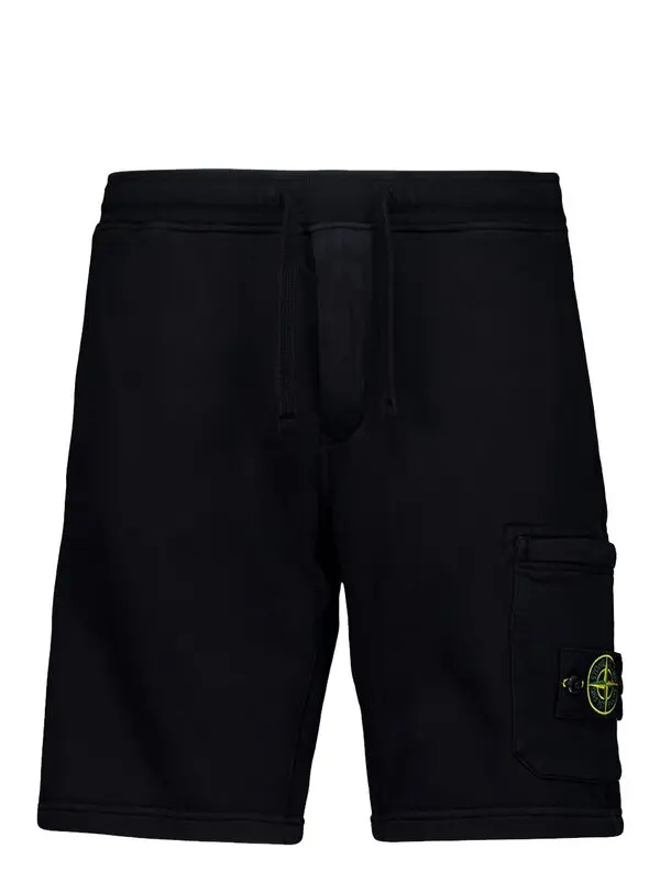 Stone Island Cotton Fleece Jogger Shorts - Black