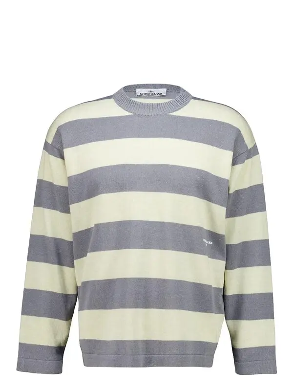 Stone Island Striped Cotton-flax Jumper - Grey