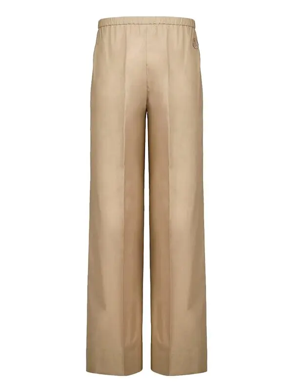 Moncler Cotton Poplin Wide-leg Trousers - Beige