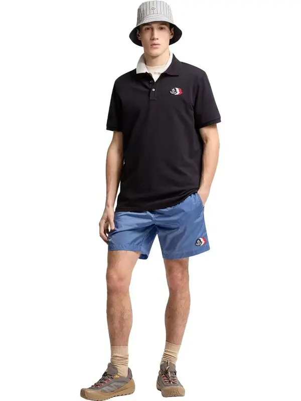 Moncler Dark Cotton Piqué Polo Shirt - Blue