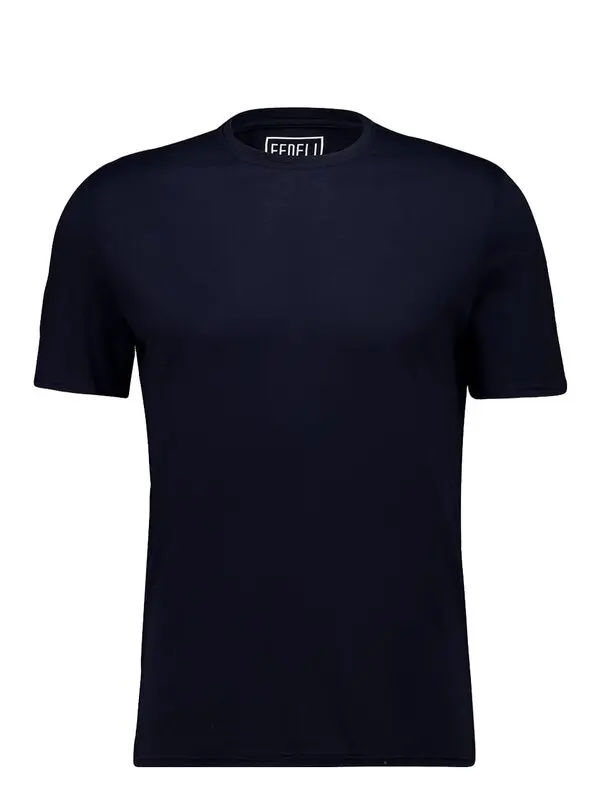 Fedeli Midnight Knitted Cotton T-shirt - Blue