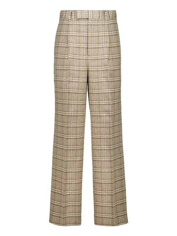 Auralee Silk Linen Check Trousers - Beige
