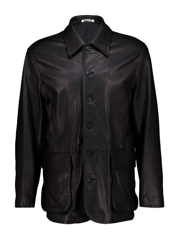 Auralee Textured Lamb Leather Blouson - Black