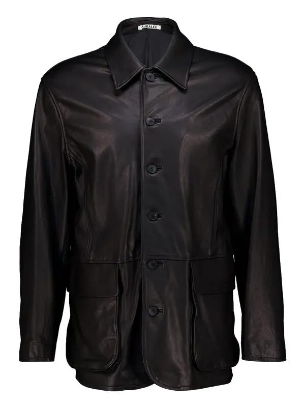 Auralee Textured Lamb Leather Blouson - Black