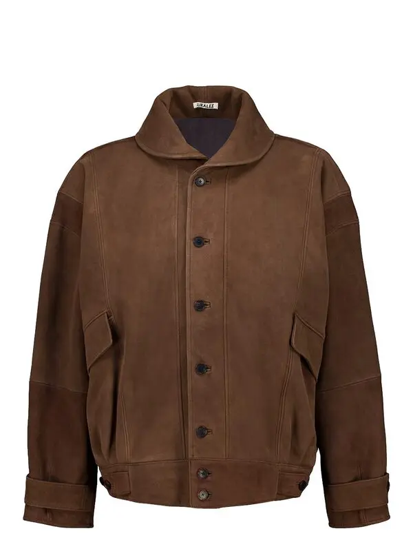 Auralee Silky Grain Suede Blouson - Brown Season_ss26