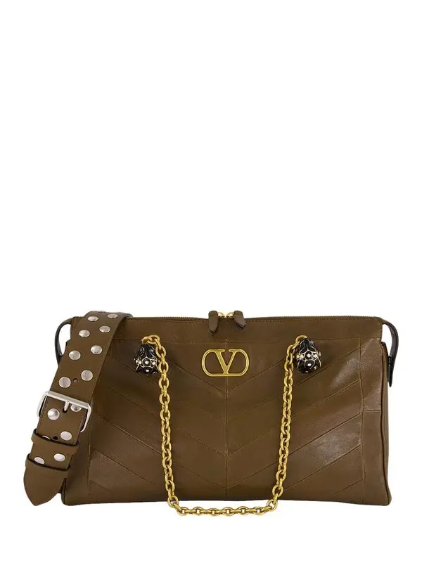 Valentino Garavani Nappa Leather Panthea Shoulder Bag - Brown