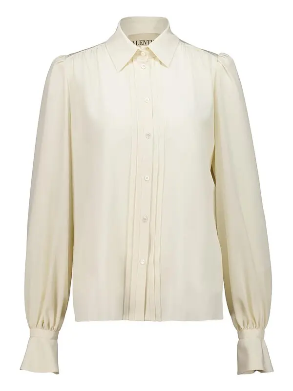 Valentino Garavani Silk Crêpe De Chine Long Sleeve Shirt - Beige