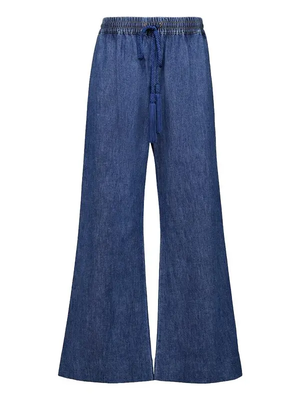 Valentino Garavani Chambray Flared Denim Pants - Blue