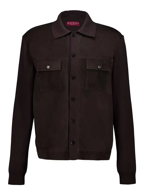 Gucci Suede Buttoned Jacket - Brown