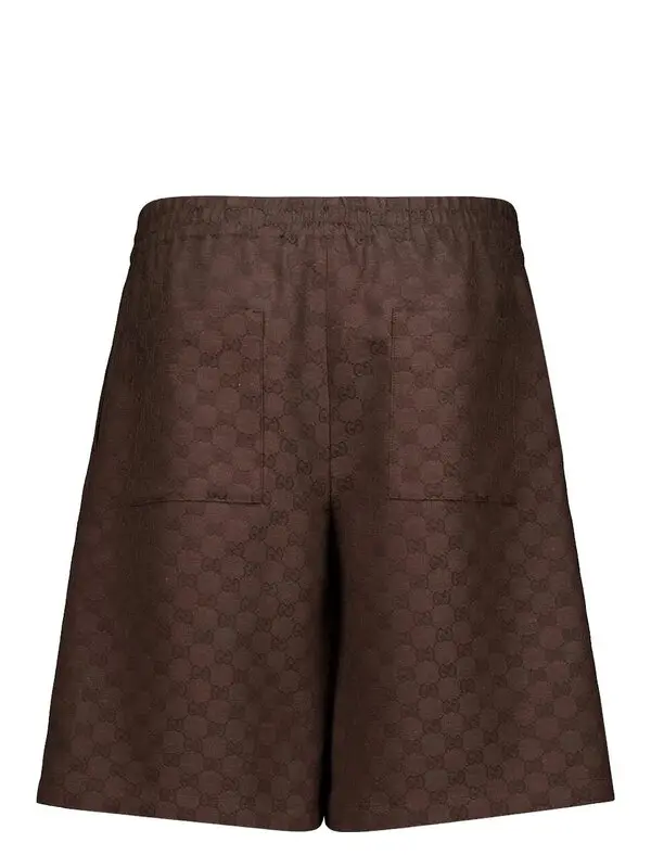 Gucci Gg Canvas Linen Blend Shorts - Brown