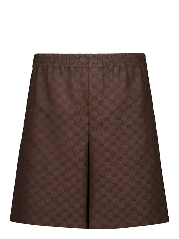 Gucci Gg Canvas Linen Blend Shorts - Brown