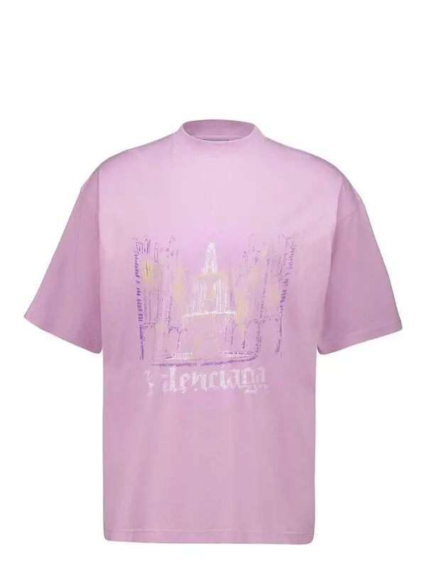 Balenciaga Old Graphic Cotton T-shirt - Pink
