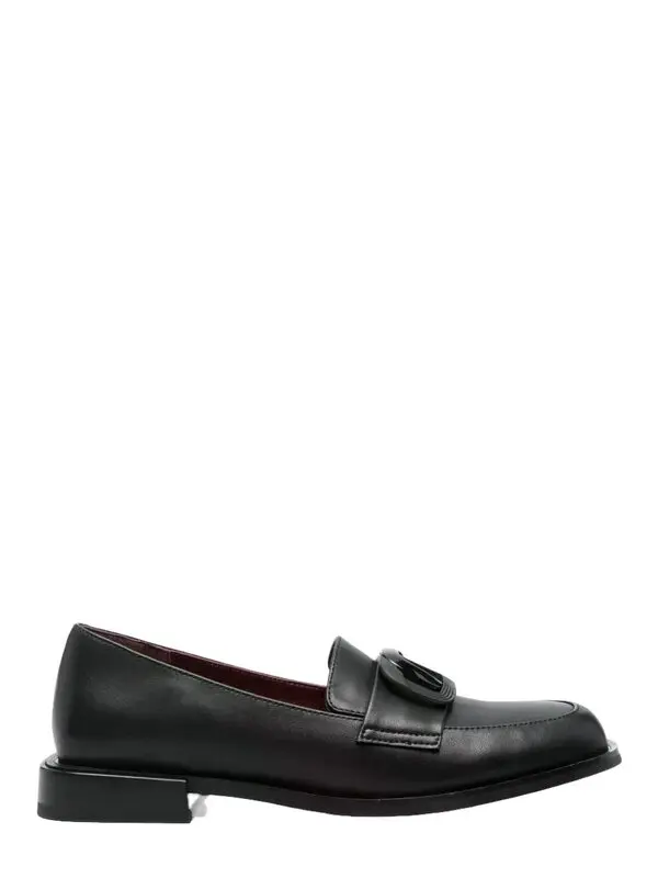LINDA BAUMANN Buckle-detail Leather Loafers - Black