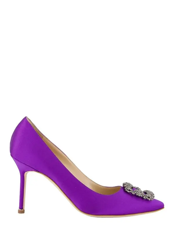 Manolo Blahnik Satin Jewel Buckle Pumps - Purple