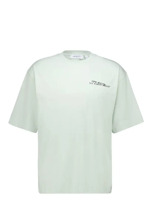 Off-White Mint Type Arrow Cotton T-shirt - Green