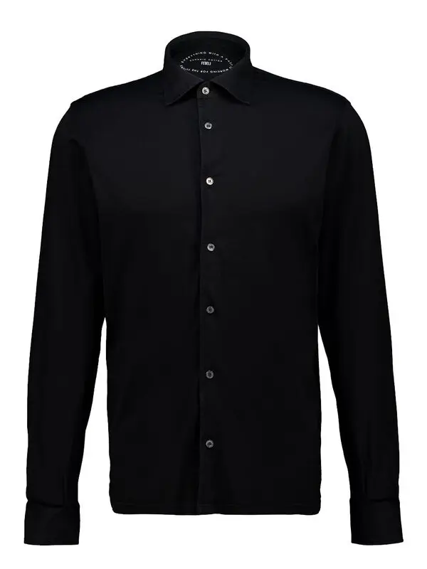 Fedeli Knitted Cotton Long Sleeve Shirt - Black