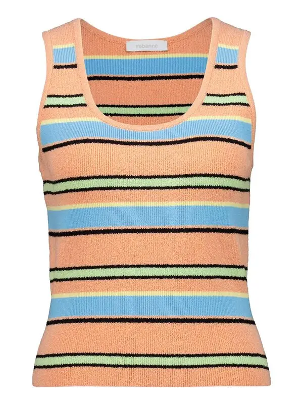 Rabanne Striped Terry Cotton Sleeveless Top - Orange