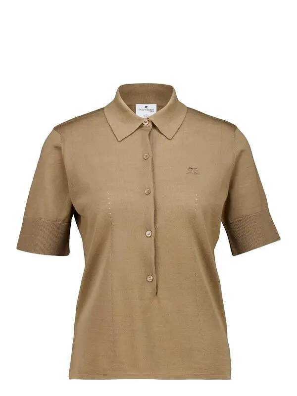 COURREGES Sandy Merino Wool Polo Shirt - Brown