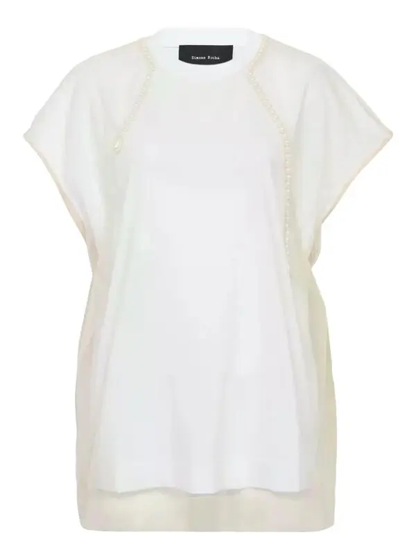Simone Rocha Faux-pearl Embellished Layered T-shirt - White
