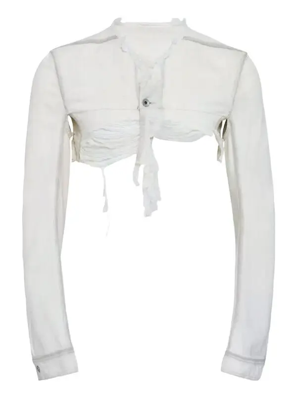 Rick Owens Temple Microworker Distressed-effect Jacket - White