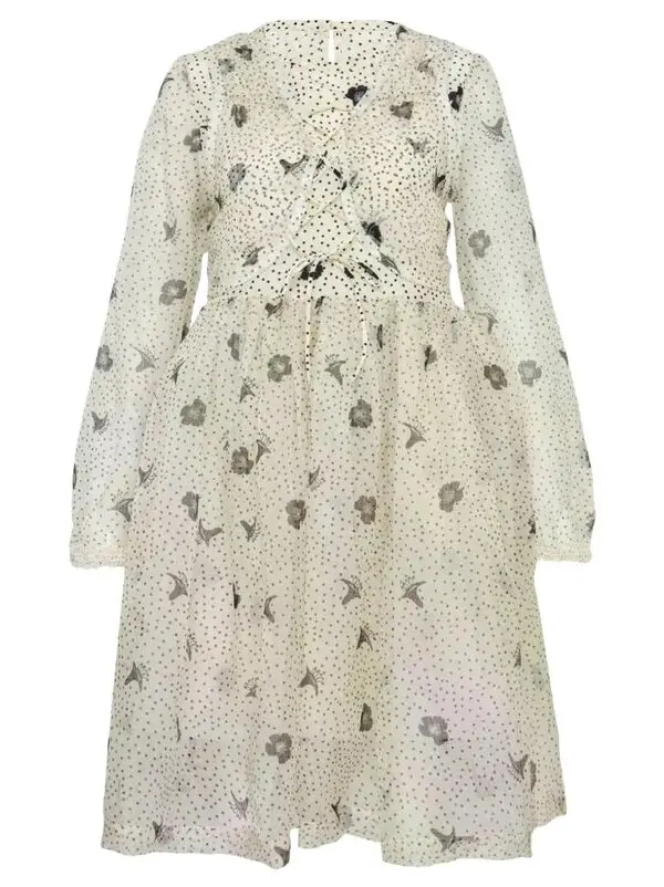 RENLI SU Printed Long Sleeve Dress - Neutrals