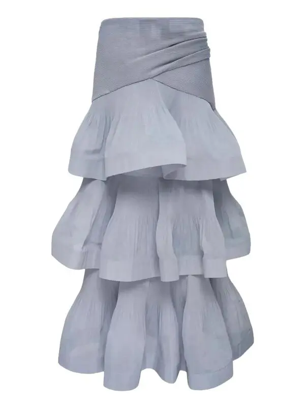 Zimmermann Pleated Tiered Midi Skirt - Blue