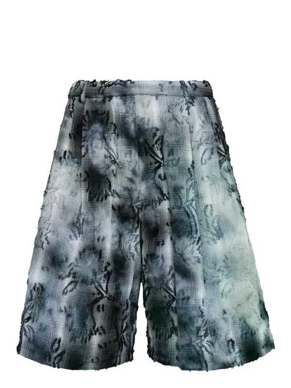 TAAKK Bleached Effect Check Shorts - Grey