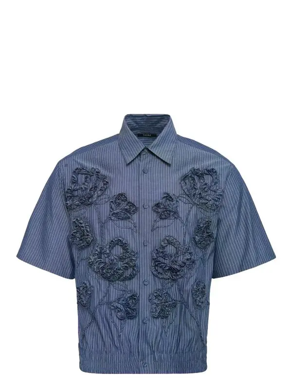 TAAKK Floral-embroidered Striped Shirt - Blue