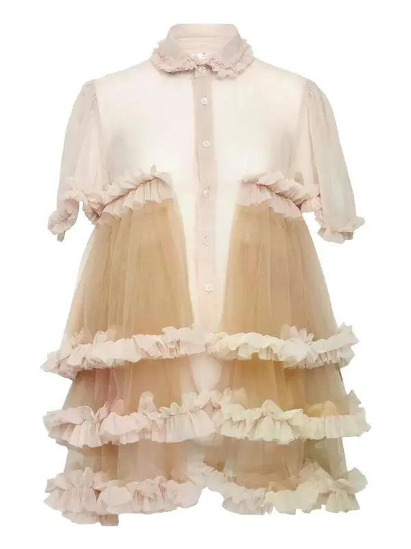 Noir Kei Ninomiya Georgette Ruffled Blouse - Neutrals