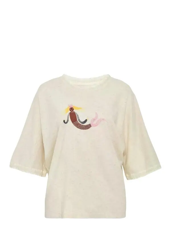 RENLI SU Embroidered T-shirt - Neutrals