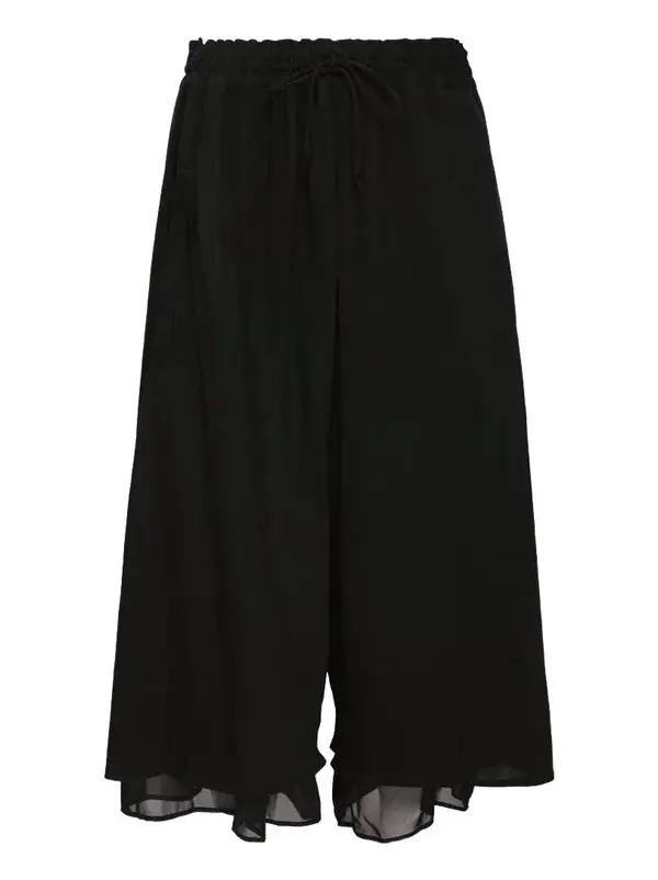 Y’s Gathered Wide-leg Trousers - Black
